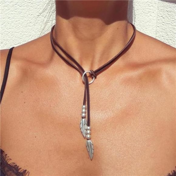 Other | Huasai Brown Suede Choker Necklace For Women Trendy Boho ...